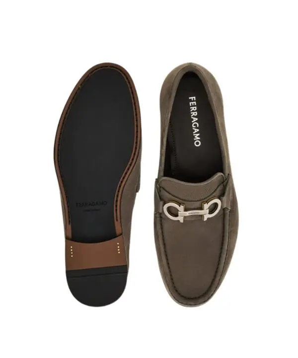 FERRAGAMO Gancini Buckle Loafers - Elephant Grey