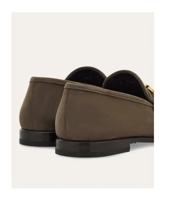 FERRAGAMO Gancini Buckle Loafers - Elephant Grey