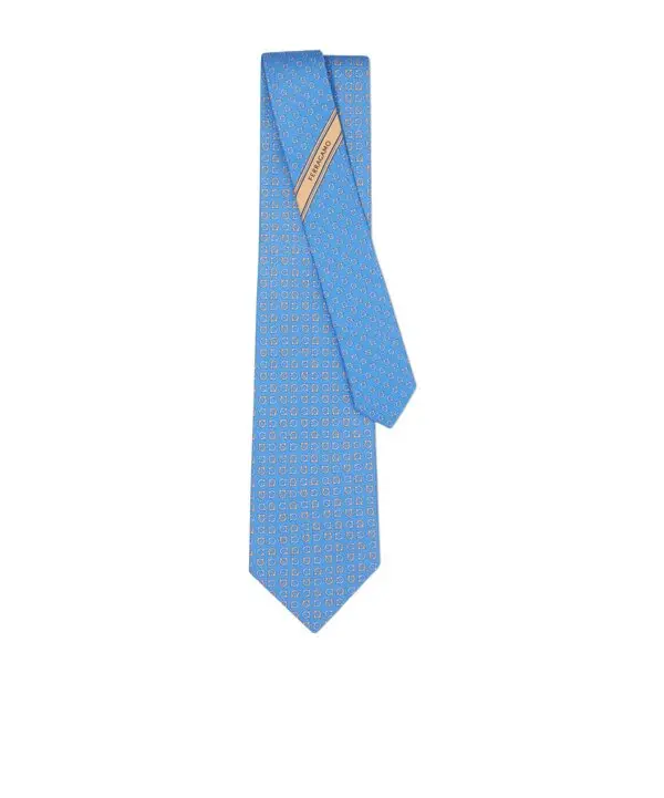 FERRAGAMO Gancini Print Silk Tie