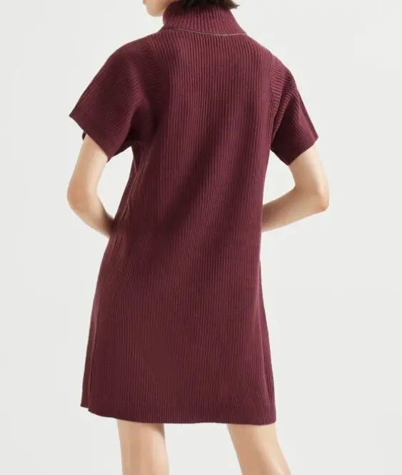 Brunello Cucinelli Ribbed Turtleneck Mini Dress