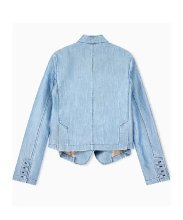 Emporio Armani Double-breasted Blazer With Asymmetrical Hem - Blue