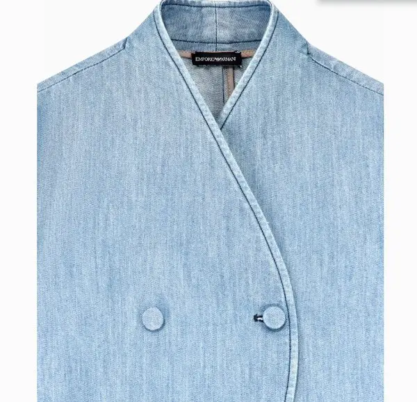Emporio Armani Double-breasted Blazer With Asymmetrical Hem - Blue