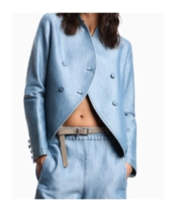 Emporio Armani Double-breasted Blazer With Asymmetrical Hem - Blue