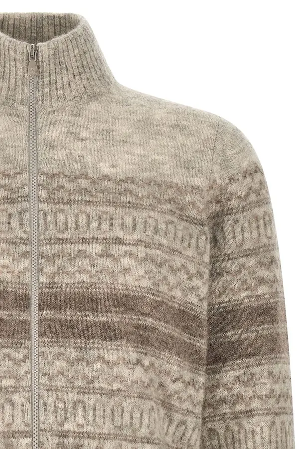 Brunello Cucinelli Nordic Jacquard Zip Cardigan