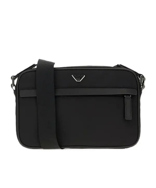 Emporio Armani Logo Plaque Shoulder Bag - Black