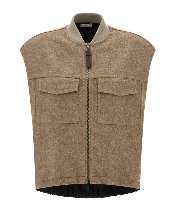 Brunello Cucinelli Zip-up Cap Sleeve Gilet