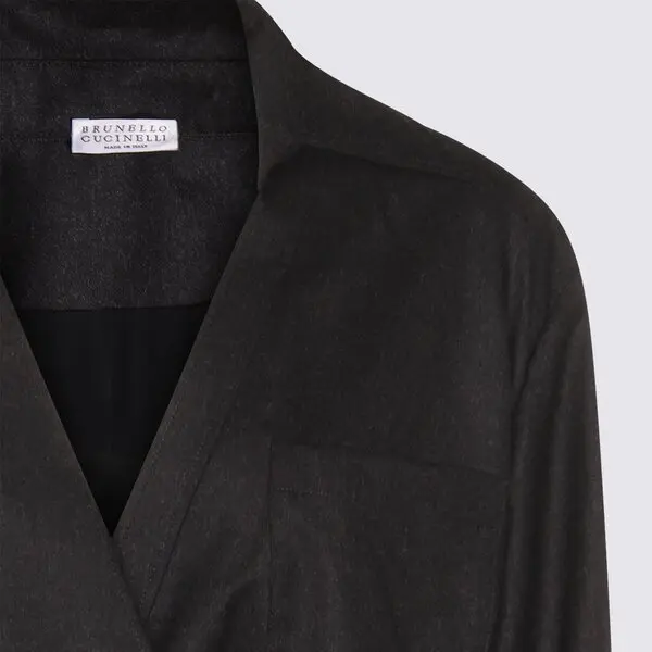 Brunello Cucinelli Long-sleeved Wrap Midi Dress
