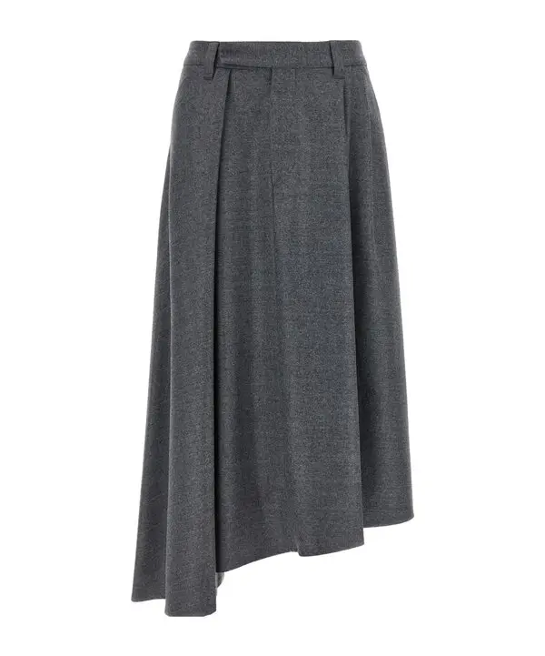 Brunello Cucinelli Asymmetrical Hem Midi Skirt - Black