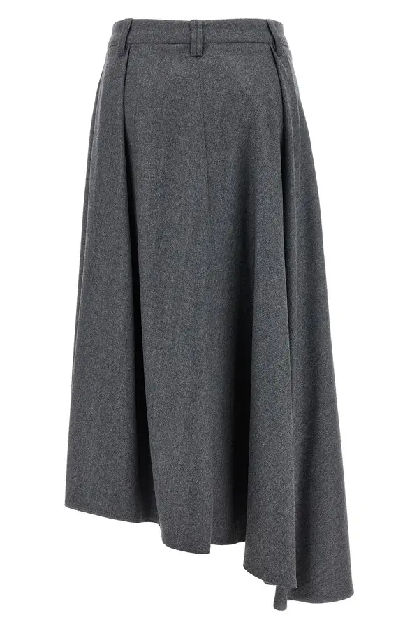 Brunello Cucinelli Asymmetrical Hem Midi Skirt