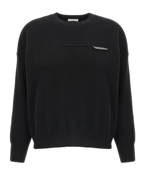 Brunello Cucinelli Monile Detailed Cropped Sweater - Black
