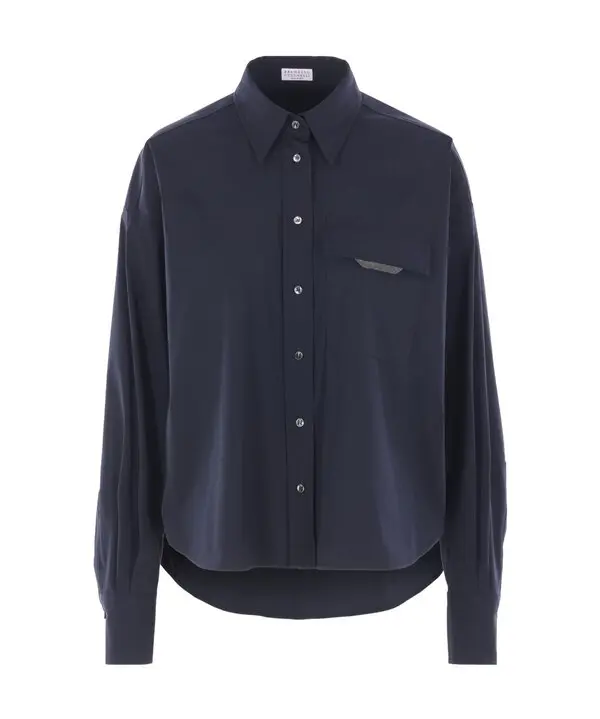 Brunello Cucinelli Monili Detail Curved Hem Shirt