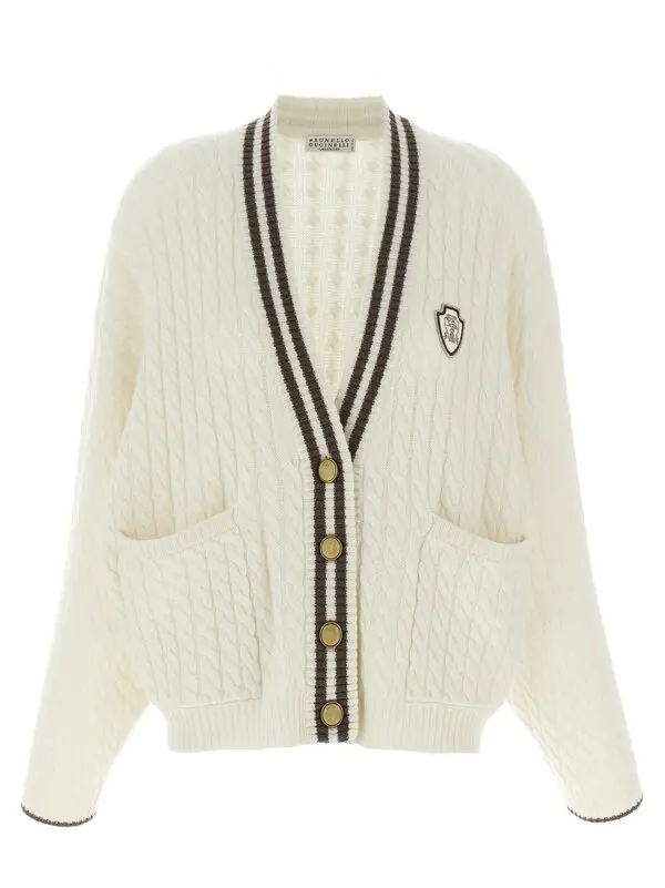 Brunello Cucinelli V-neck Braided Knit Cardigan - No