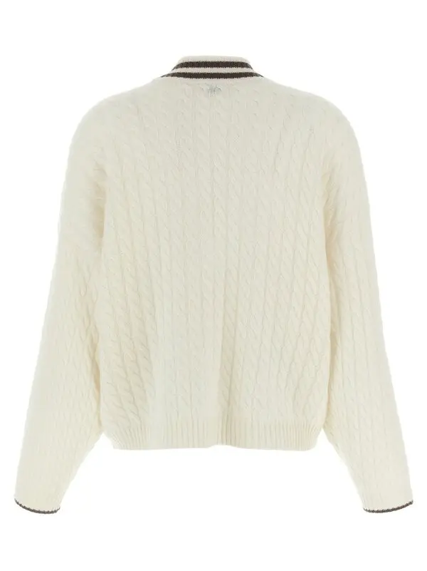 Brunello Cucinelli V-neck Braided Knit Cardigan