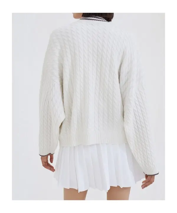 Brunello Cucinelli V-neck Braided Knit Cardigan