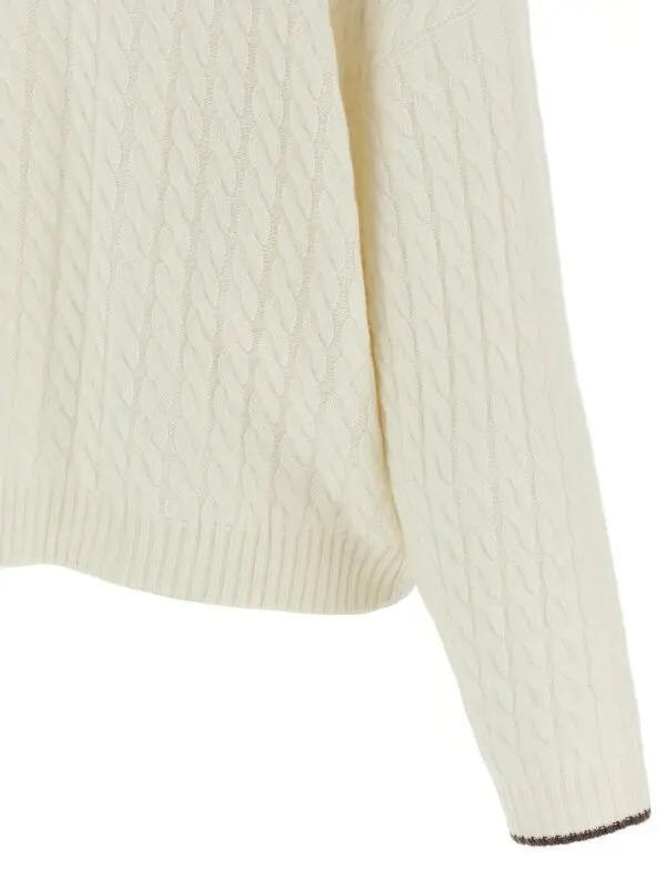 Brunello Cucinelli V-neck Braided Knit Cardigan