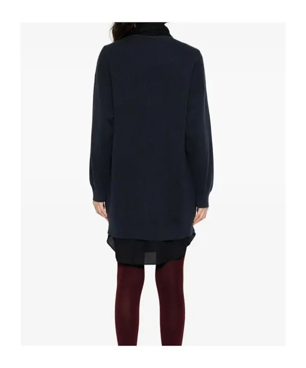 Brunello Cucinelli Ribbed Tie-neck Dress