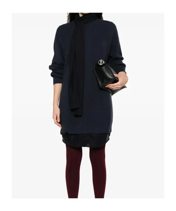 Brunello Cucinelli Ribbed Tie-neck Dress