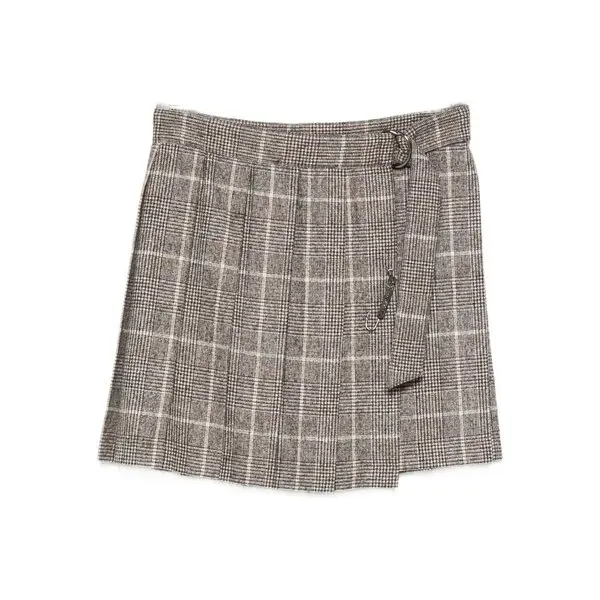 Brunello Cucinelli Checked Pleated Mini Skirt - Gray