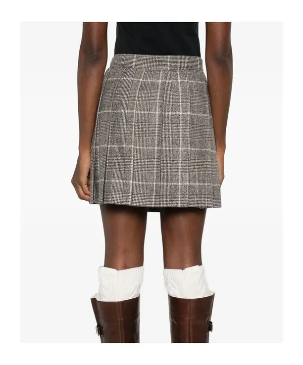 Brunello Cucinelli Checked Pleated Mini Skirt