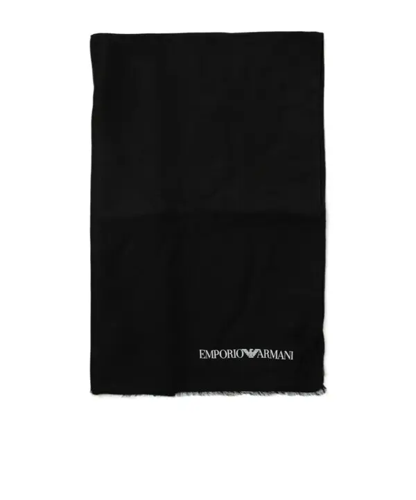 Emporio Armani Logo-detailed Scarf - Black