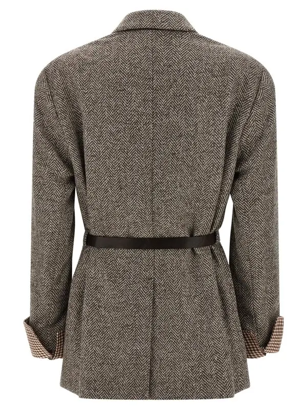 Brunello Cucinelli Peak Lapel Belted Blazer