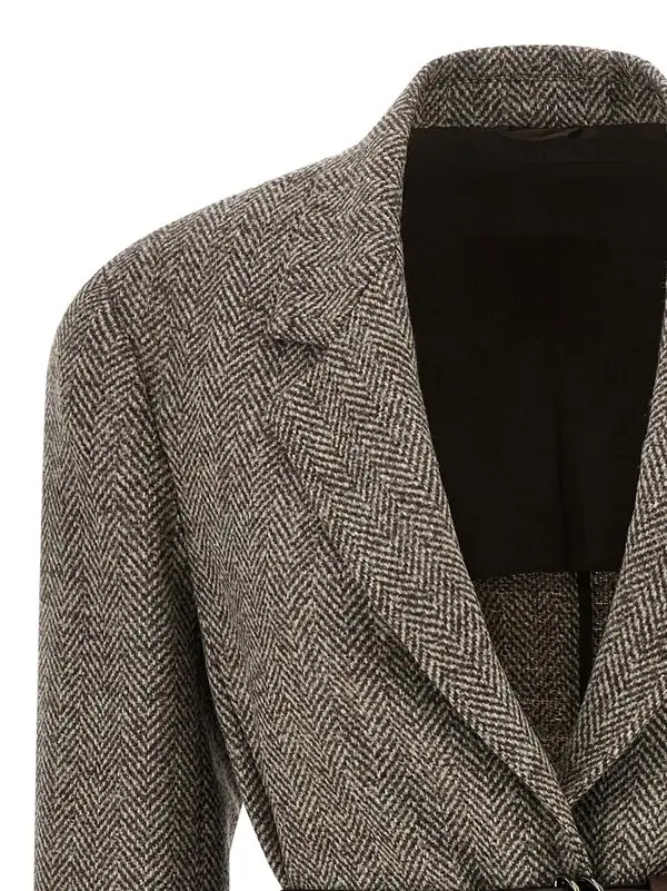 Brunello Cucinelli Peak Lapel Belted Blazer