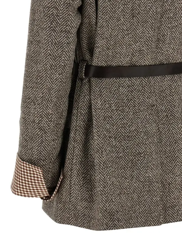 Brunello Cucinelli Peak Lapel Belted Blazer