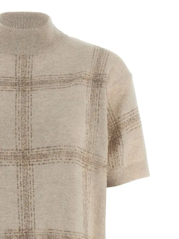 Brunello Cucinelli High Neck Knitted Mini Dress