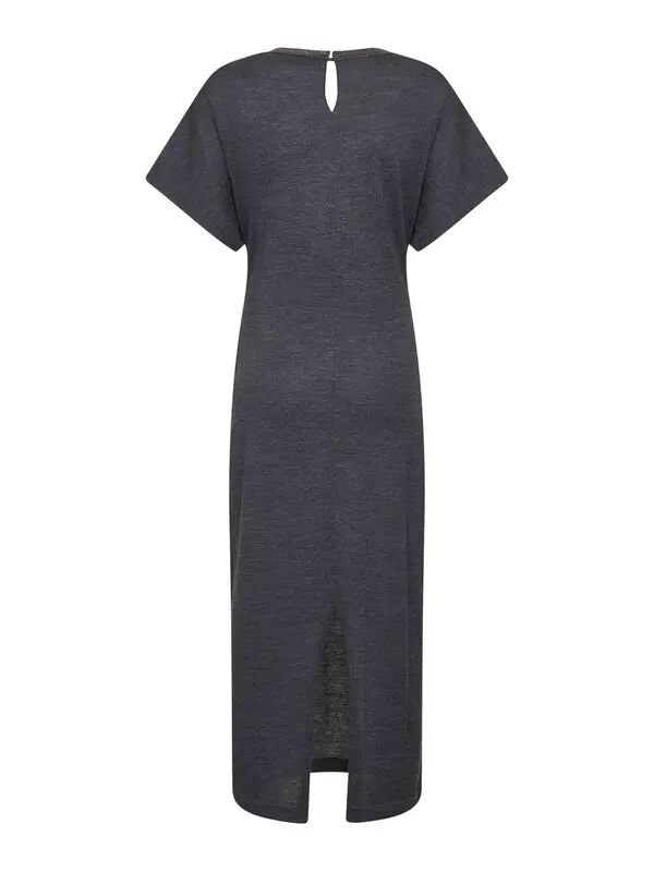 Brunello Cucinelli Slit Detailed Crewneck Dress
