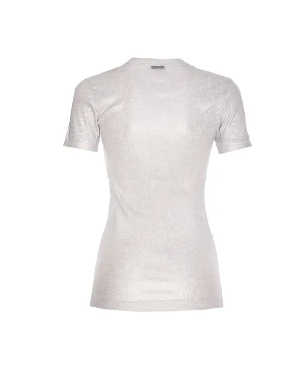 Brunello Cucinelli Ribbed-knit Short Sleeve Top