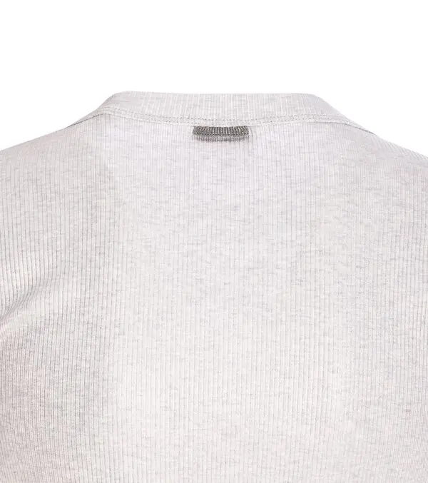 Brunello Cucinelli Ribbed-knit Short Sleeve Top