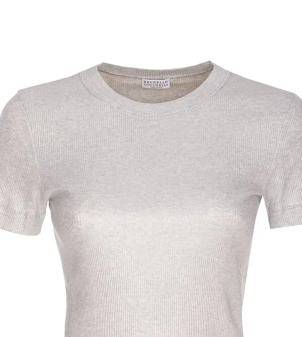 Brunello Cucinelli Ribbed-knit Short Sleeve Top