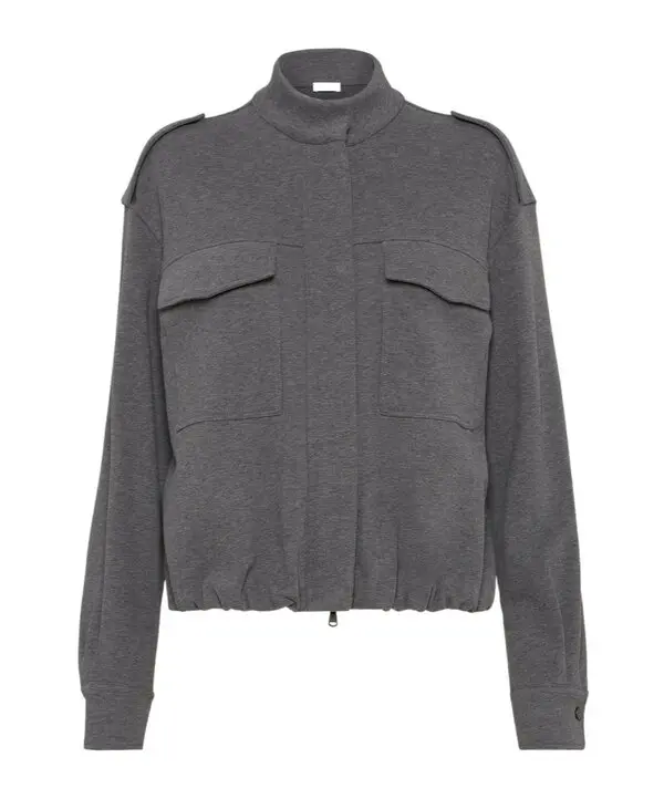 Brunello Cucinelli Flap-pocket Drawstring Bomber Jacket - Grey