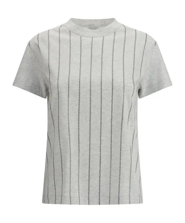 Brunello Cucinelli Striped Crewneck Short-sleeve T-shirt - No