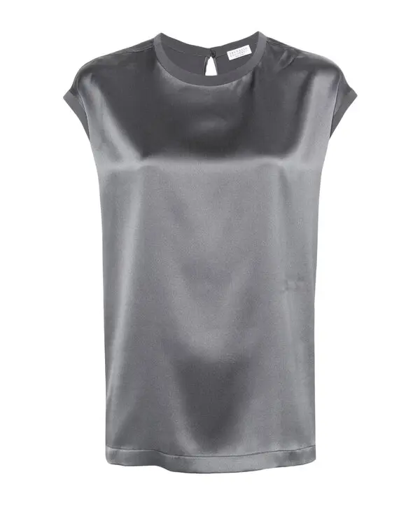 Brunello Cucinelli Monili Detail Blouse - Gray