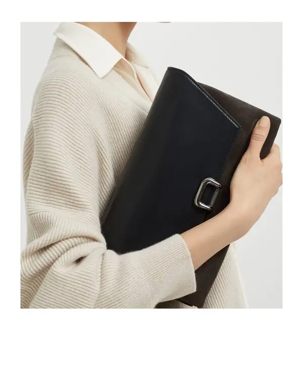 Brunello Cucinelli Sartorial Foldover Top Shoulder Bag