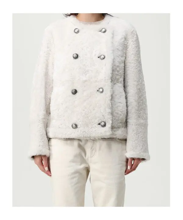 Brunello Cucinelli Fuzzy Shearling Reversible Cropped Pea Coat