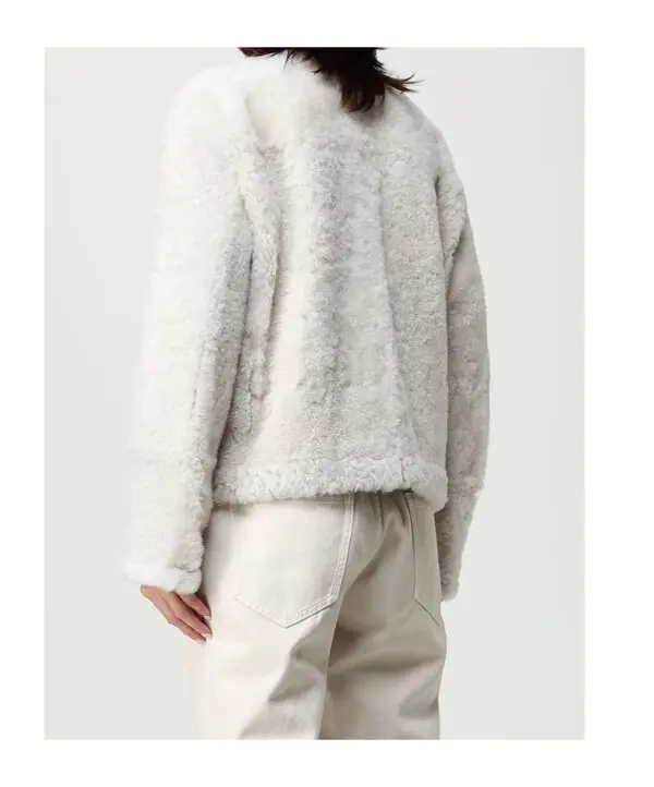 Brunello Cucinelli Fuzzy Shearling Reversible Cropped Pea Coat