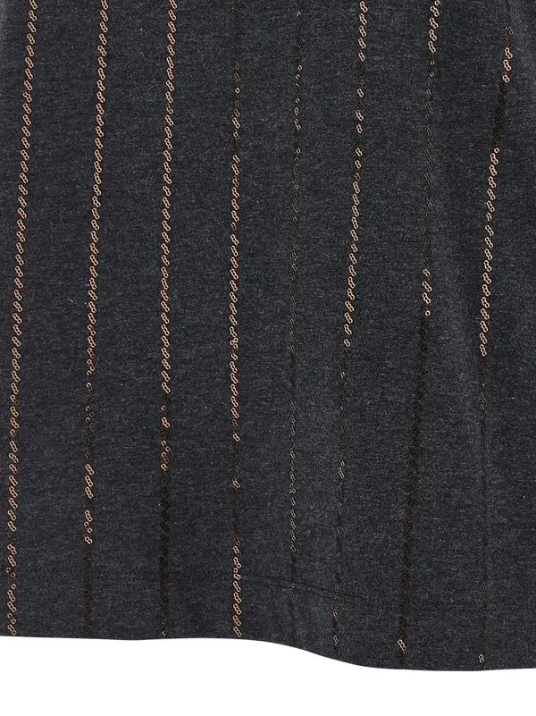 Brunello Cucinelli Dazzling Chalk Stripe Embroidered T-shirt
