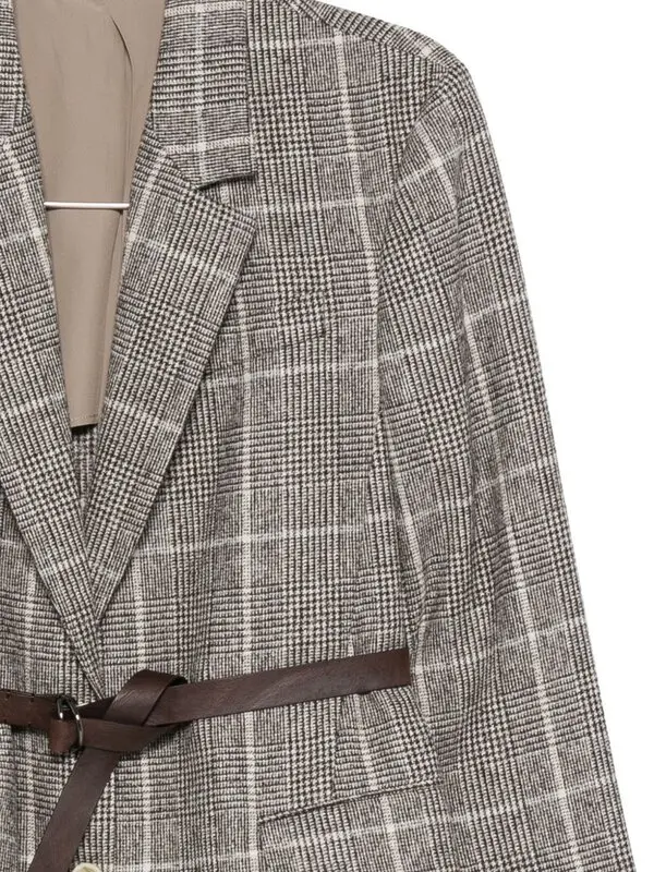 Brunello Cucinelli Checked Belted Jacket