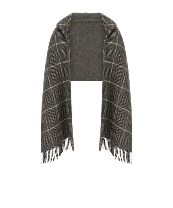 Brunello Cucinelli Prince Of Wales Double Cloth Scarf - Black