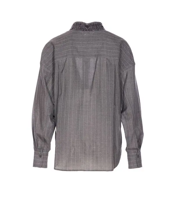 Brunello Cucinelli Embellished Striped Shirt