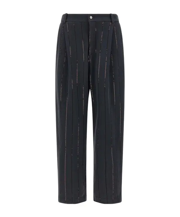 Brunello Cucinelli Dazzling Chalk Stripe Embroidered Joggers - Black
