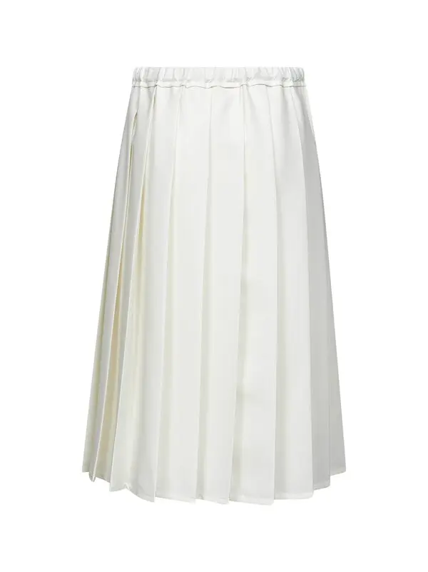 Brunello Cucinelli Pleated Drawstring Midi Skirt - White