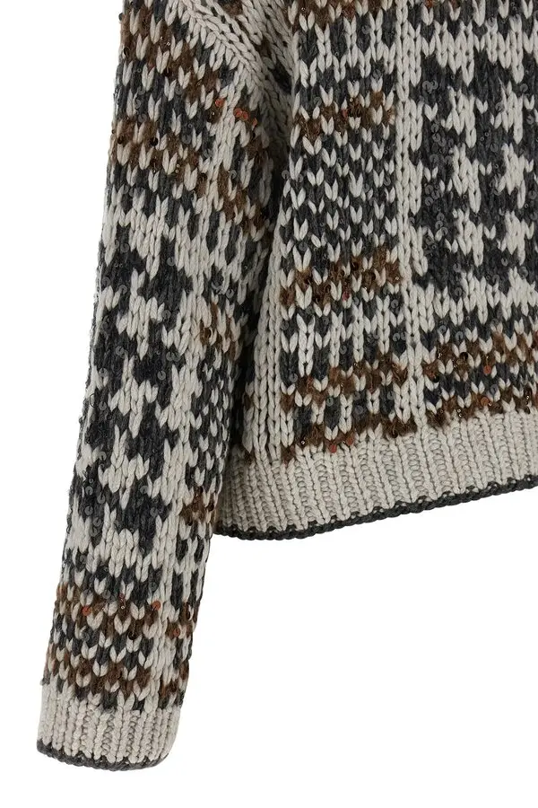 Brunello Cucinelli Sequin Embellished Mock Neck Sweater