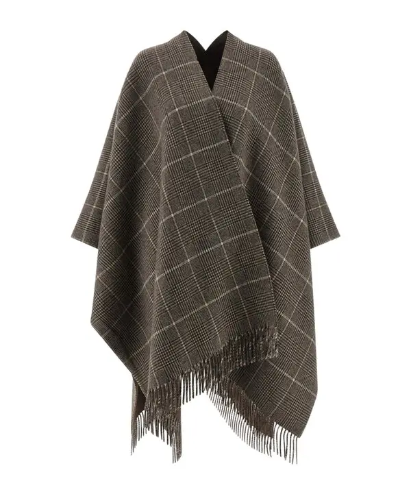 Brunello Cucinelli Reversible Fringed Poncho - Black