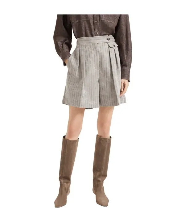 Brunello Cucinelli Stripe Detailed Pleated Shorts