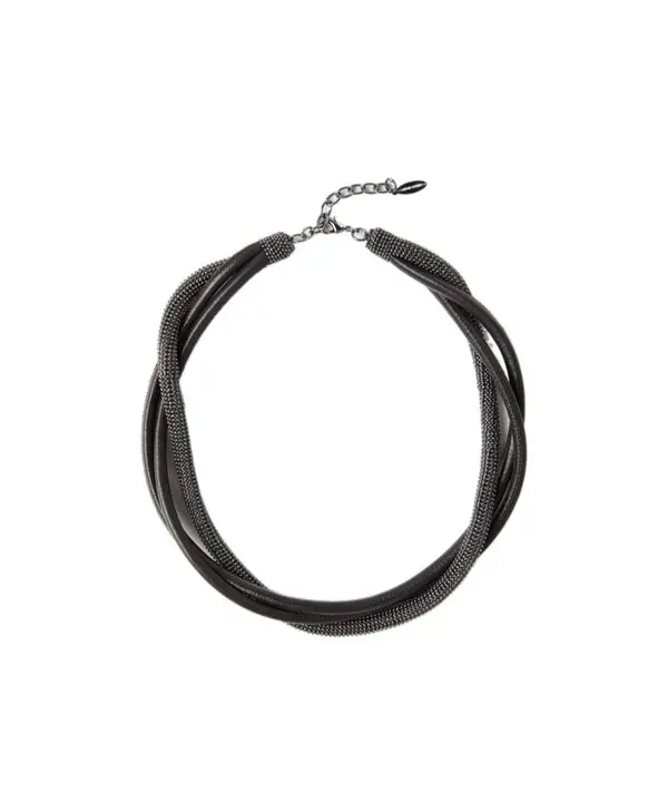 Brunello Cucinelli Precious Leather Choker - Black