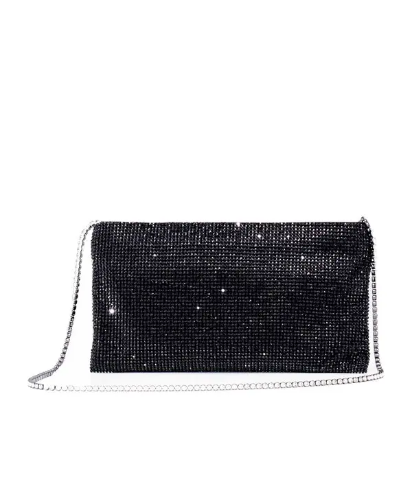 Benedetta Bruzziches Crystal-embellished Mesh Clutch Bag - Black