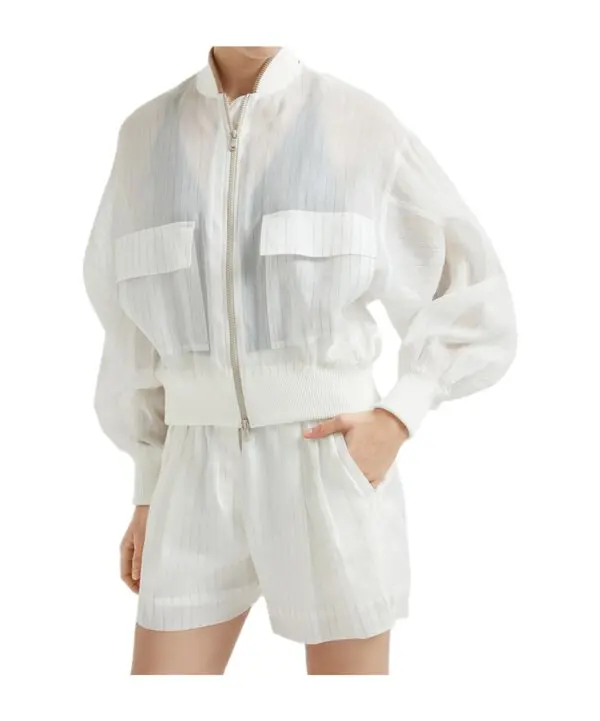 Brunello Cucinelli Striped Bomber Jacket